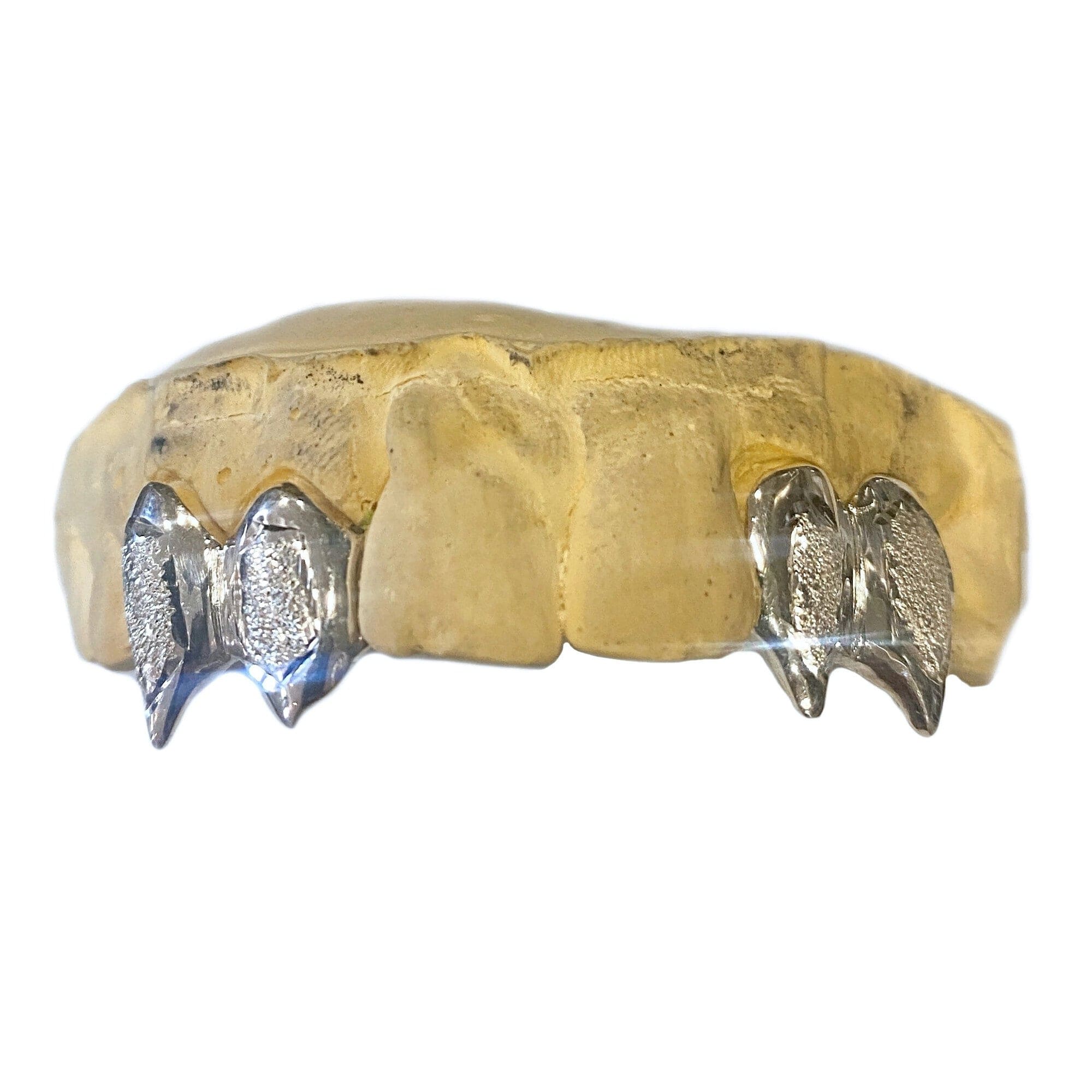 925 Sterling Silver Diamond Dust Custom Fangs Grillz Set Double Vampir