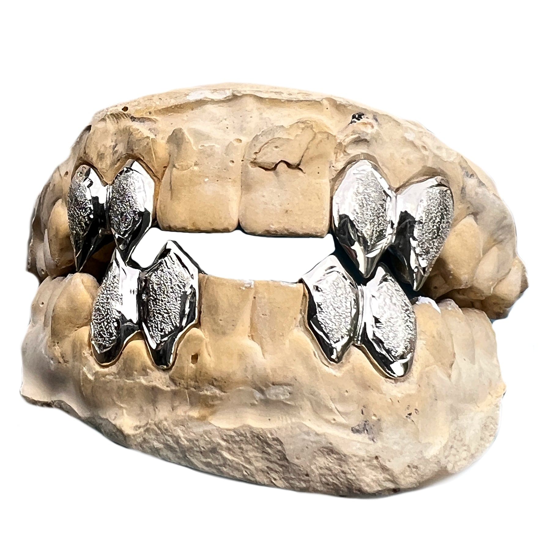 925 Sterling Silver Diamond Dust Custom Fangs Grillz Set Double Vampir