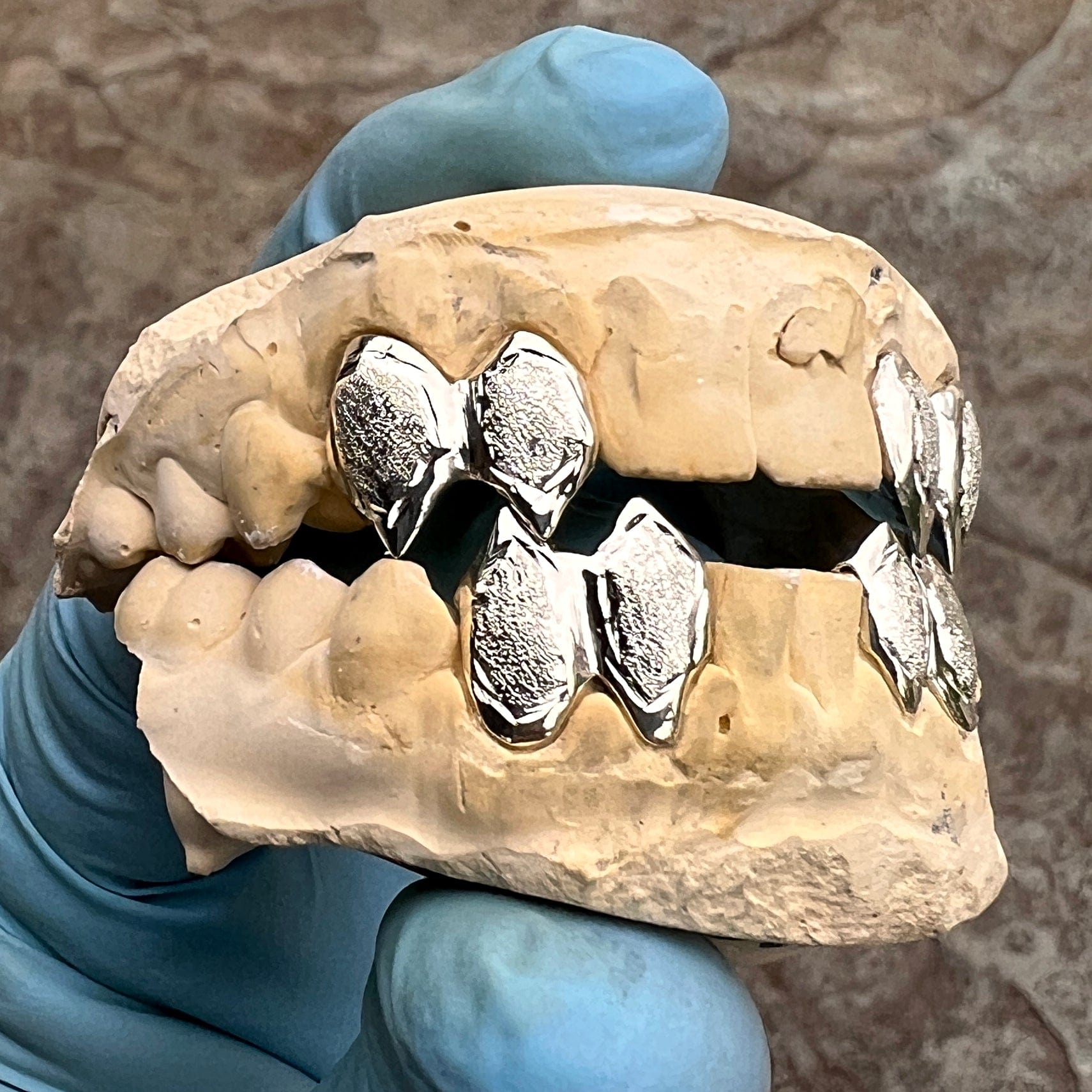 925 Sterling Silver Diamond Dust Custom Fangs Grillz Set Double Vampir