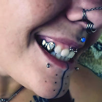 925 Sterling Silver Double Cap Heart Cutout & Open Tooth Custom Grillz