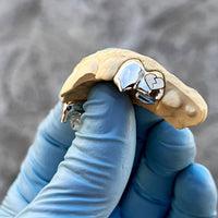 925 Sterling Silver Double Cap Vampire Fang Laser Engraved Broke Broke
