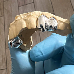925 Sterling Silver Double Cap Vampire Fang Laser Engraved Broke Broke
