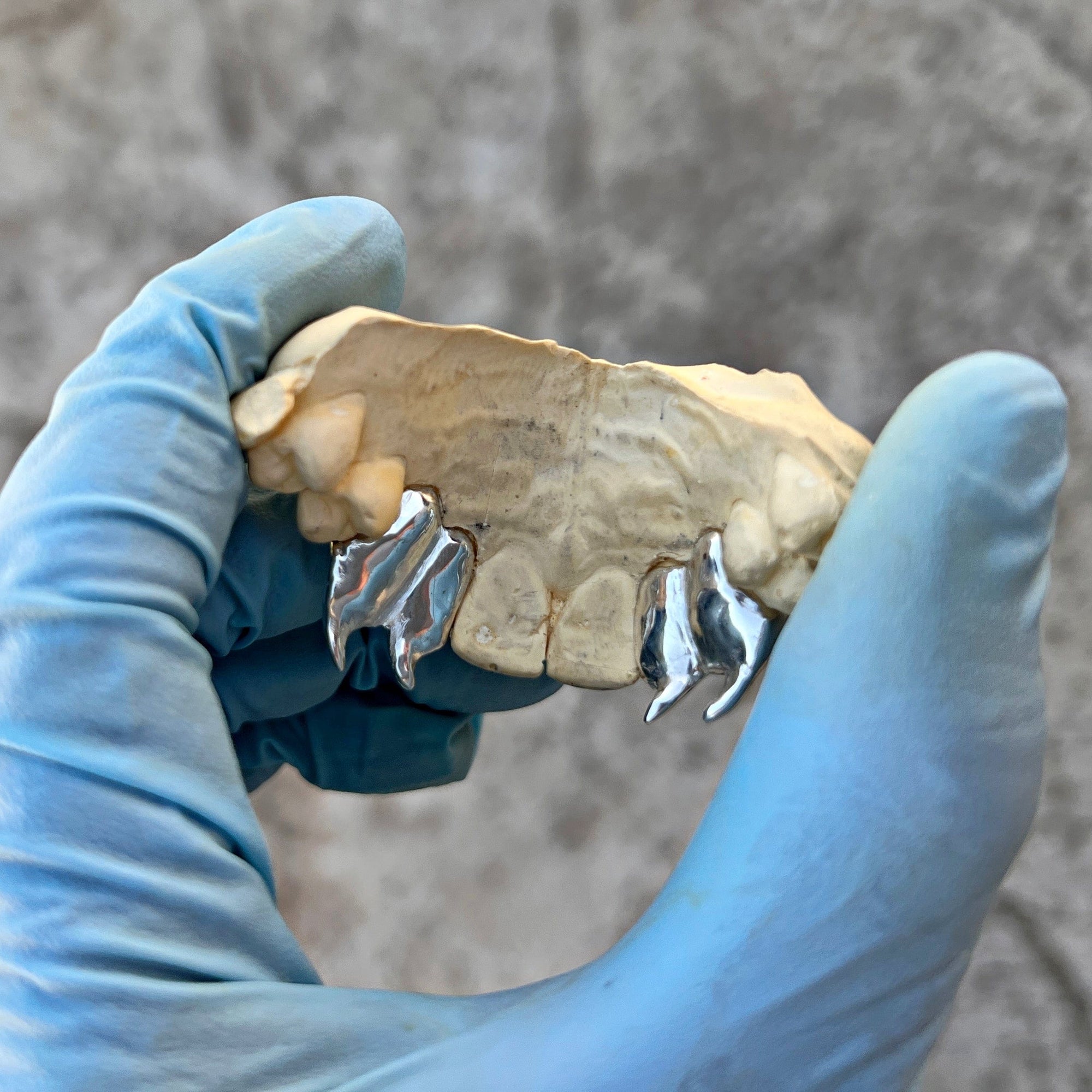 925 Sterling Silver Double Fangs Extended Curved Extra Long Custom Vam