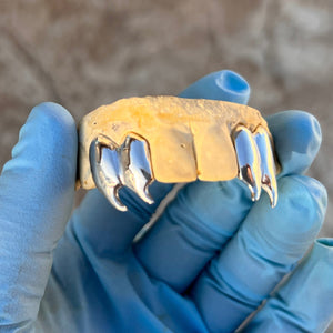 925 Sterling Silver Double Fangs Extended Curved Extra Long Custom Vam