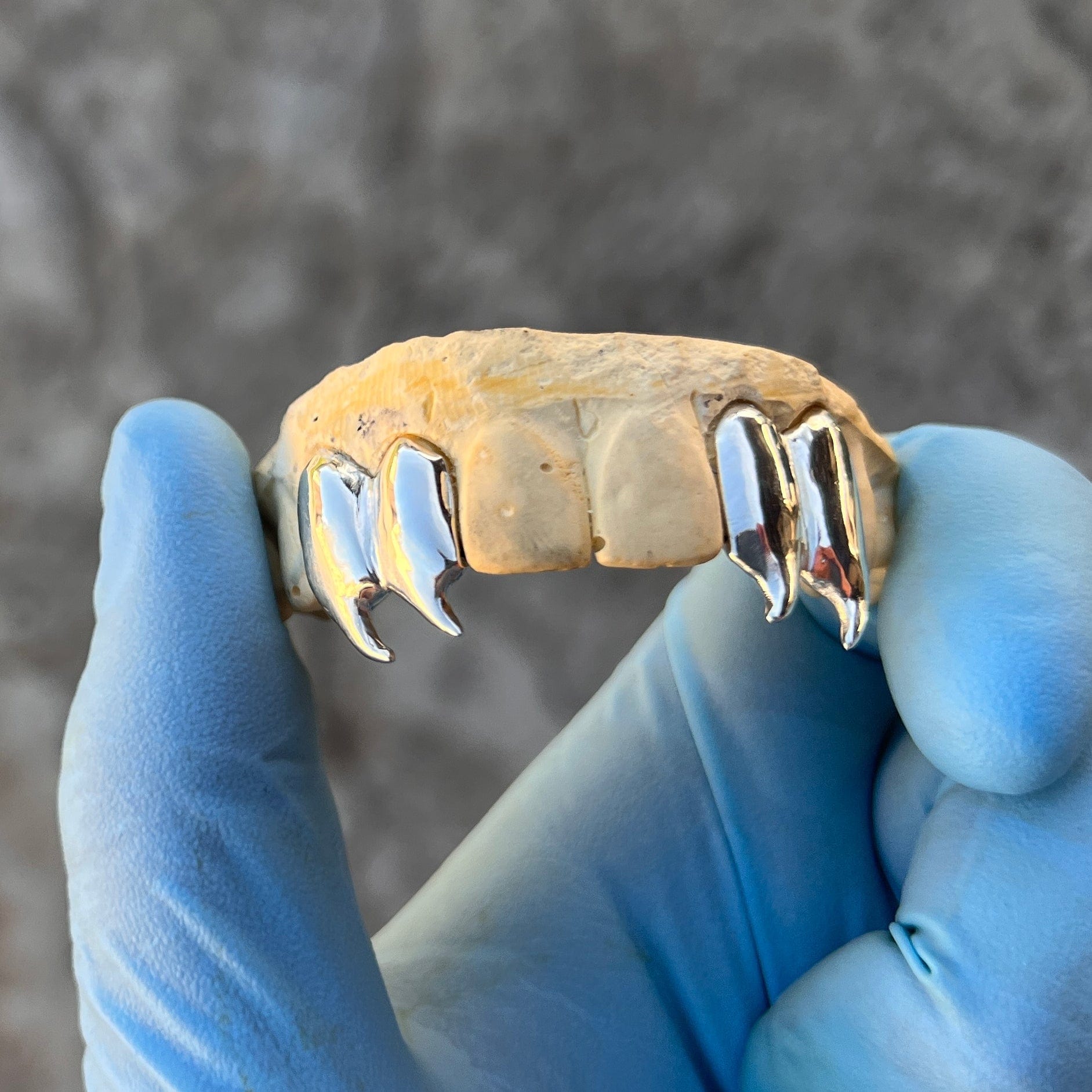 925 Sterling Silver Double Fangs Extended Curved Extra Long Custom Vam