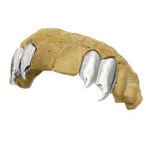 925 Sterling Silver Double Fangs Extended Curved Extra Long Custom Vam