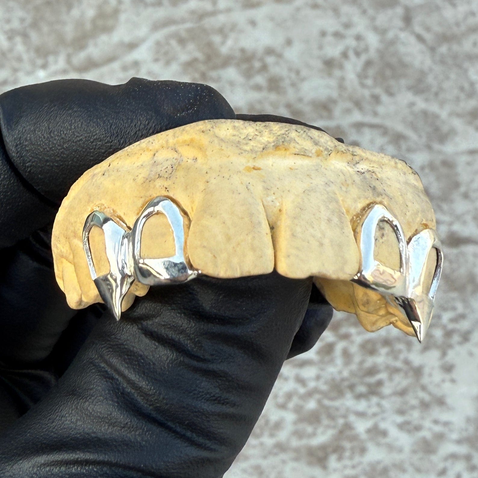925 Sterling Silver Double Vampire Fangs All Open Face Custom Grillz