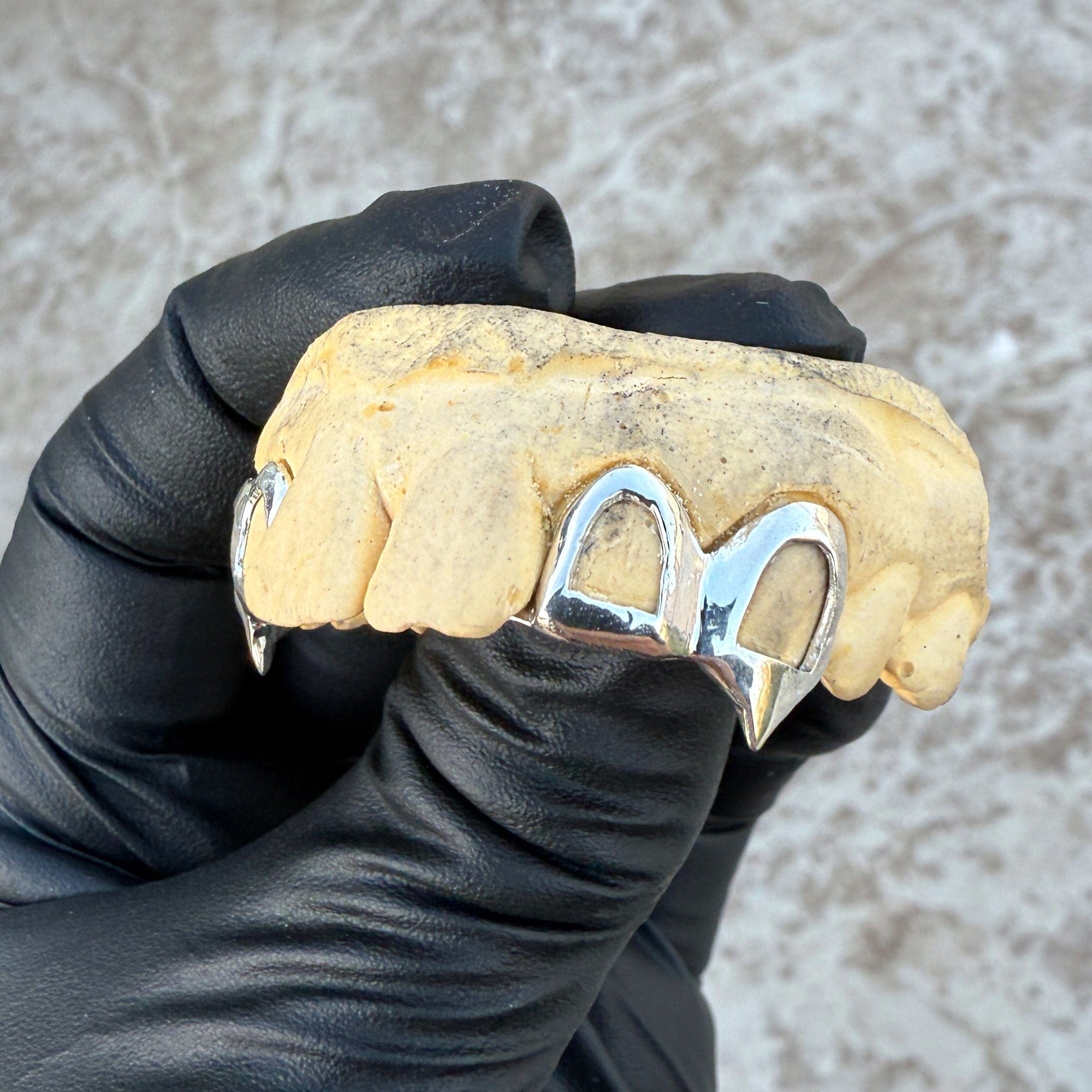 925 Sterling Silver Double Vampire Fangs All Open Face Custom Grillz