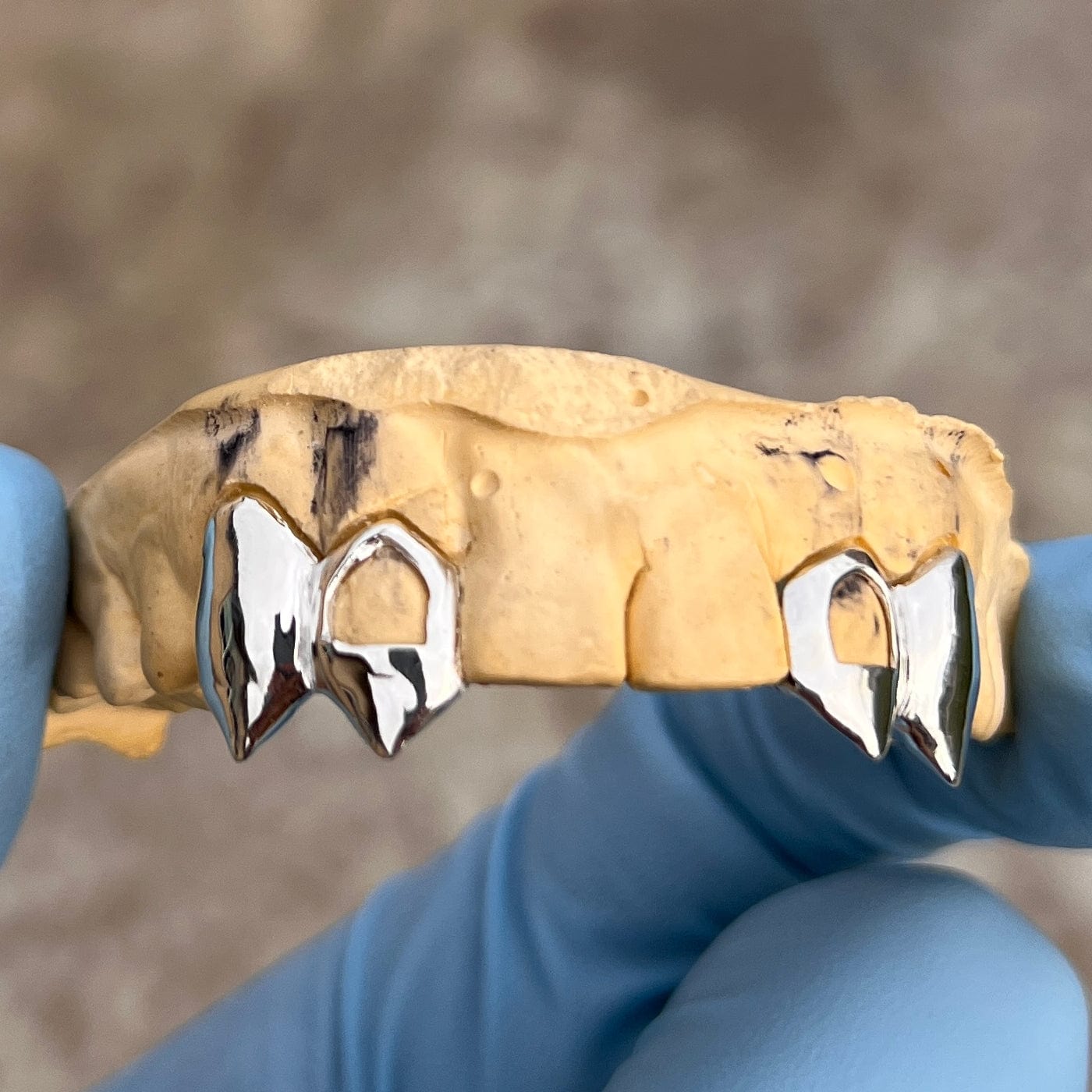 925 Sterling Silver Double Vampire Fangs Open Face Fang Custom Grillz