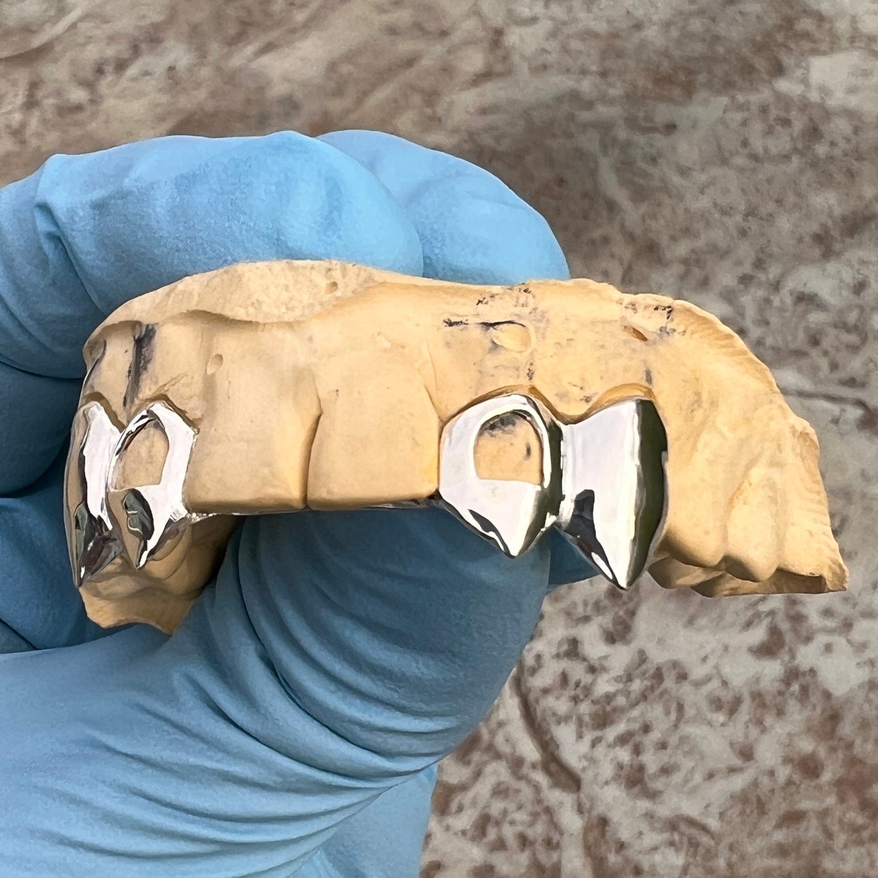 925 Sterling Silver Double Vampire Fangs Open Face Fang Custom Grillz