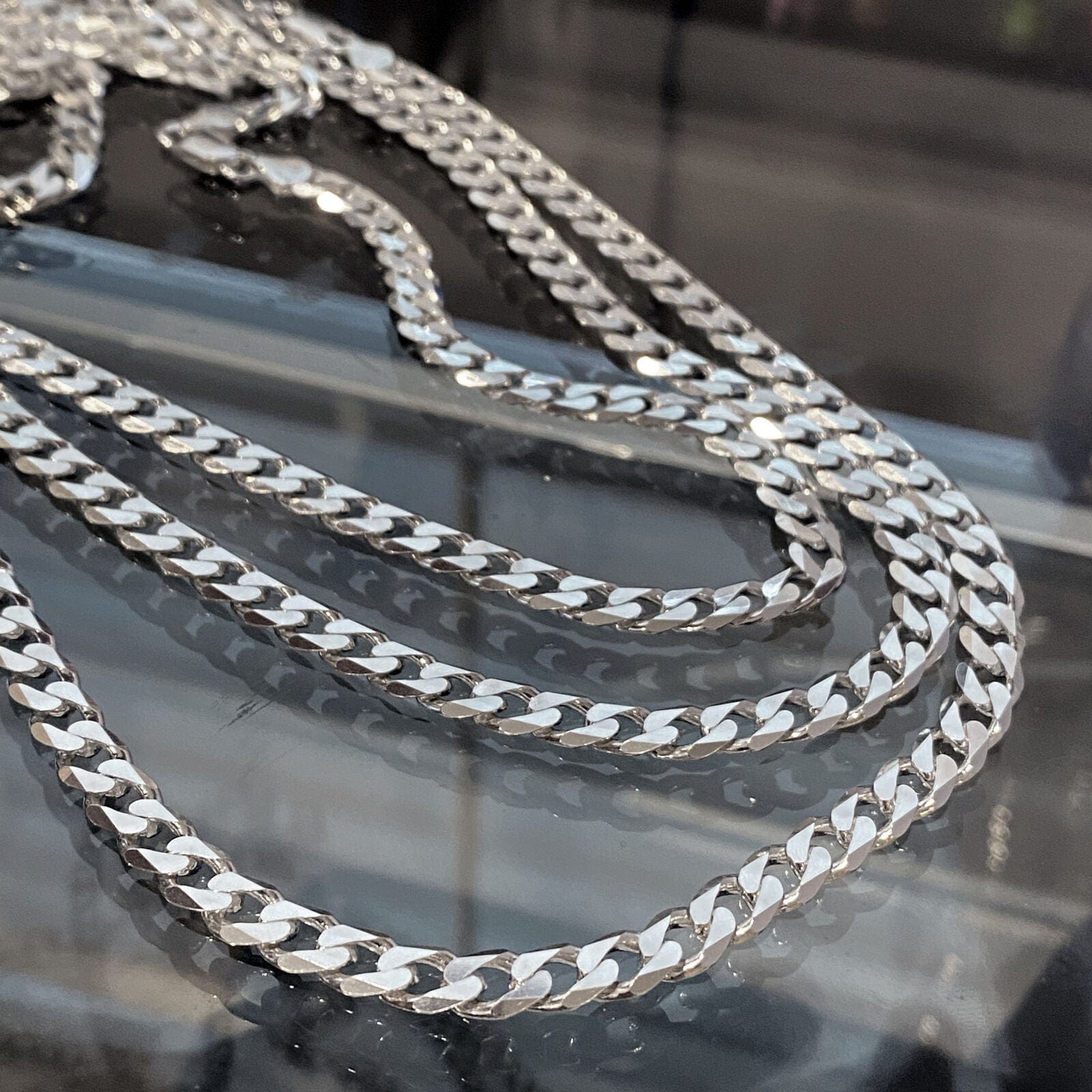 Solid 925 Sterling Silver Flat Cuban Link Chain Necklace 7MM 18-24