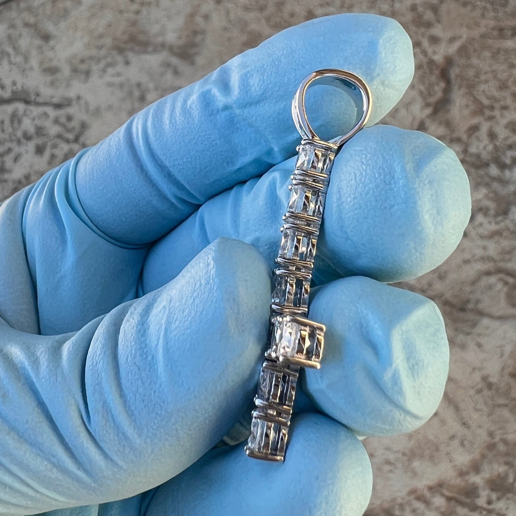 925 Sterling Silver Inverted Upside Down Cross Saint Peter Iced Bling