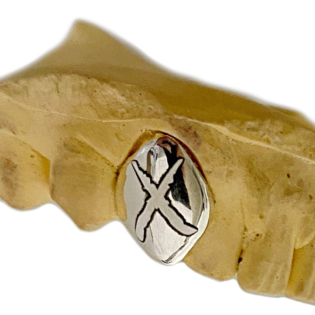 925 Silver Single Cap X Claw Mark Laser Engraved Grillz Custom Tooth C