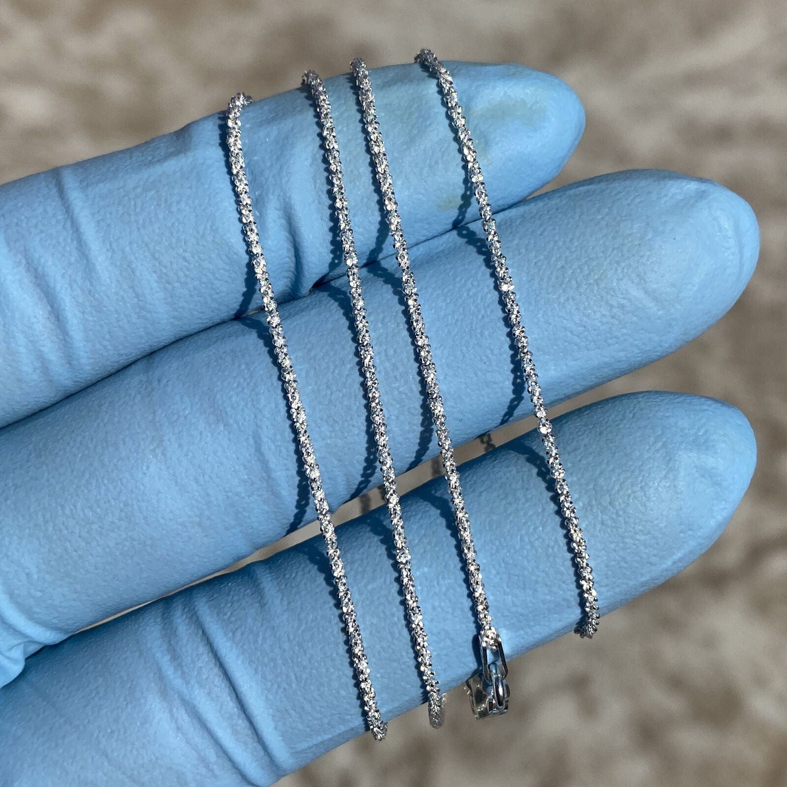 925 Sterling Silver Sparkle Diamond-Cut Rope Chain Margarita Necklace