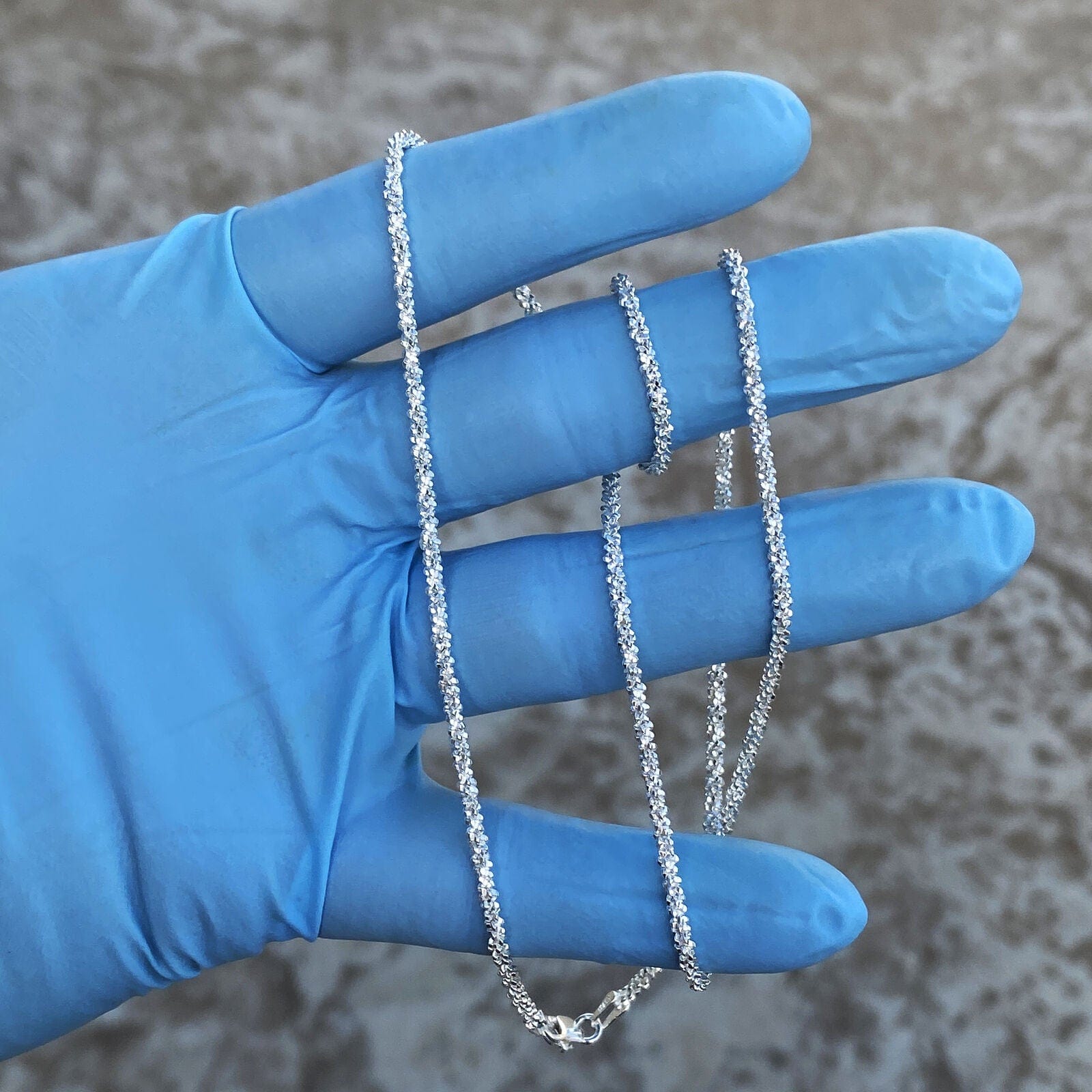 925 Sterling Silver Sparkle Diamond-Cut Rope Chain Margarita Necklace