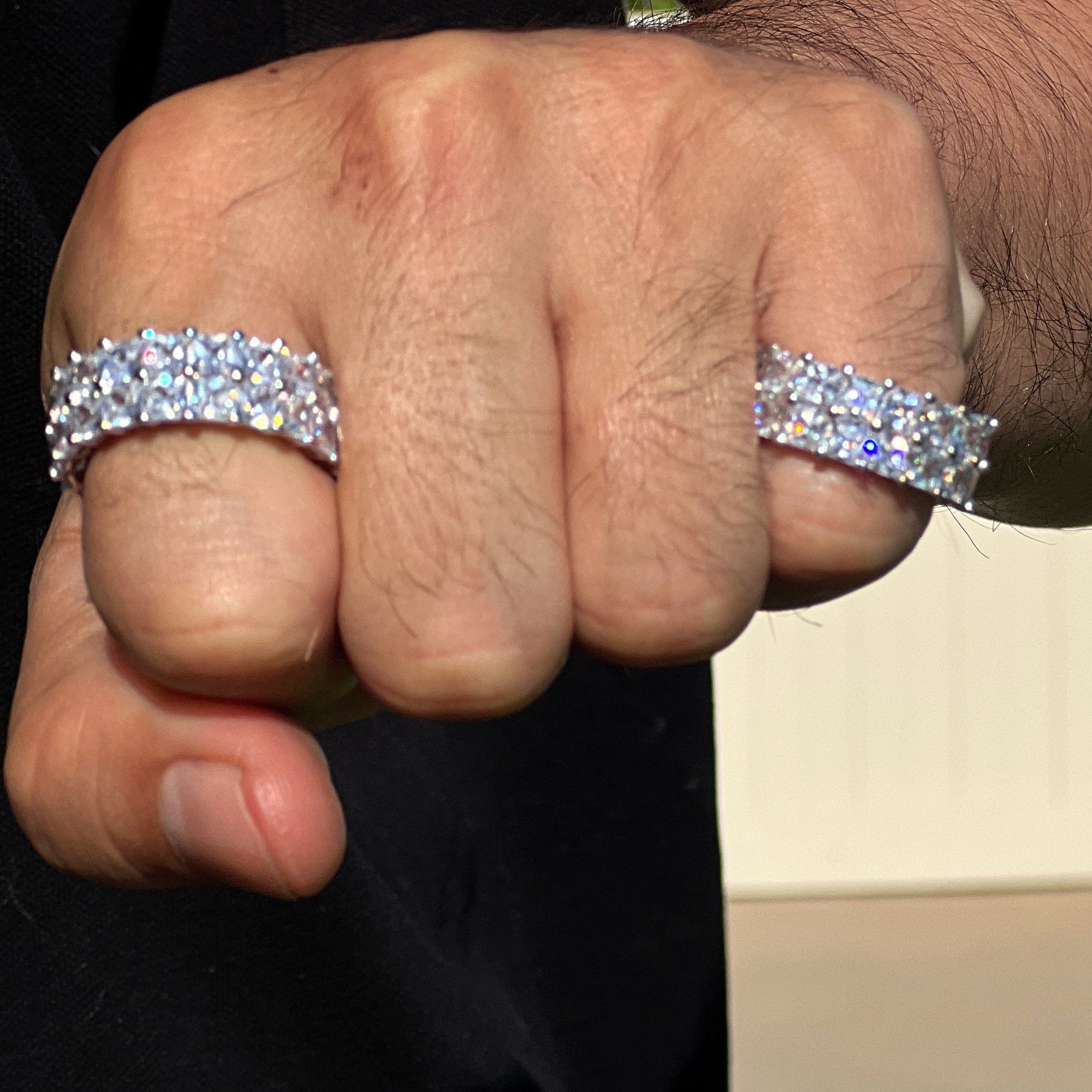 925 Sterling Silver Tennis Ring Iced Princess Cut CZ Flooded Out