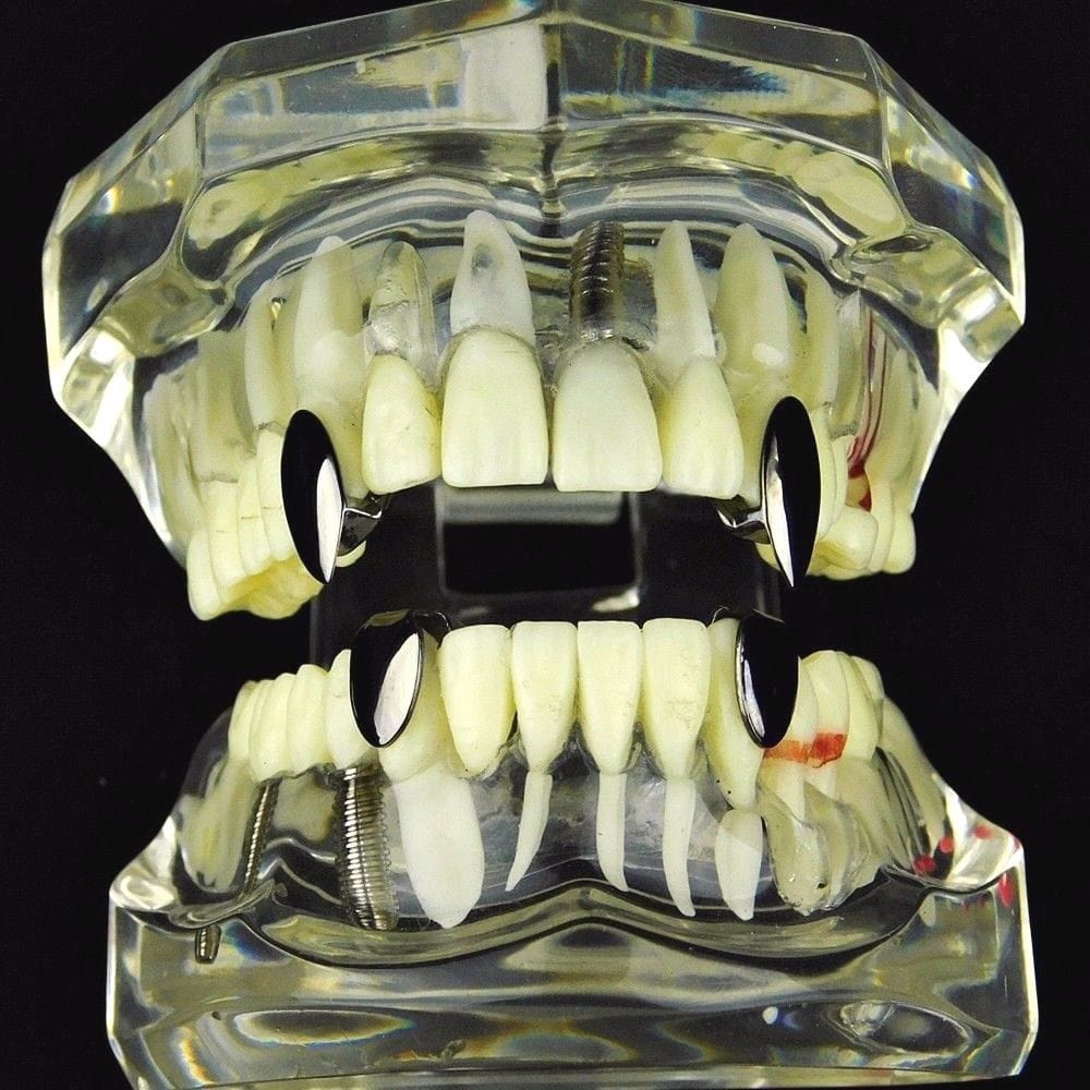 Black Vampire Fangs & Single Caps Set