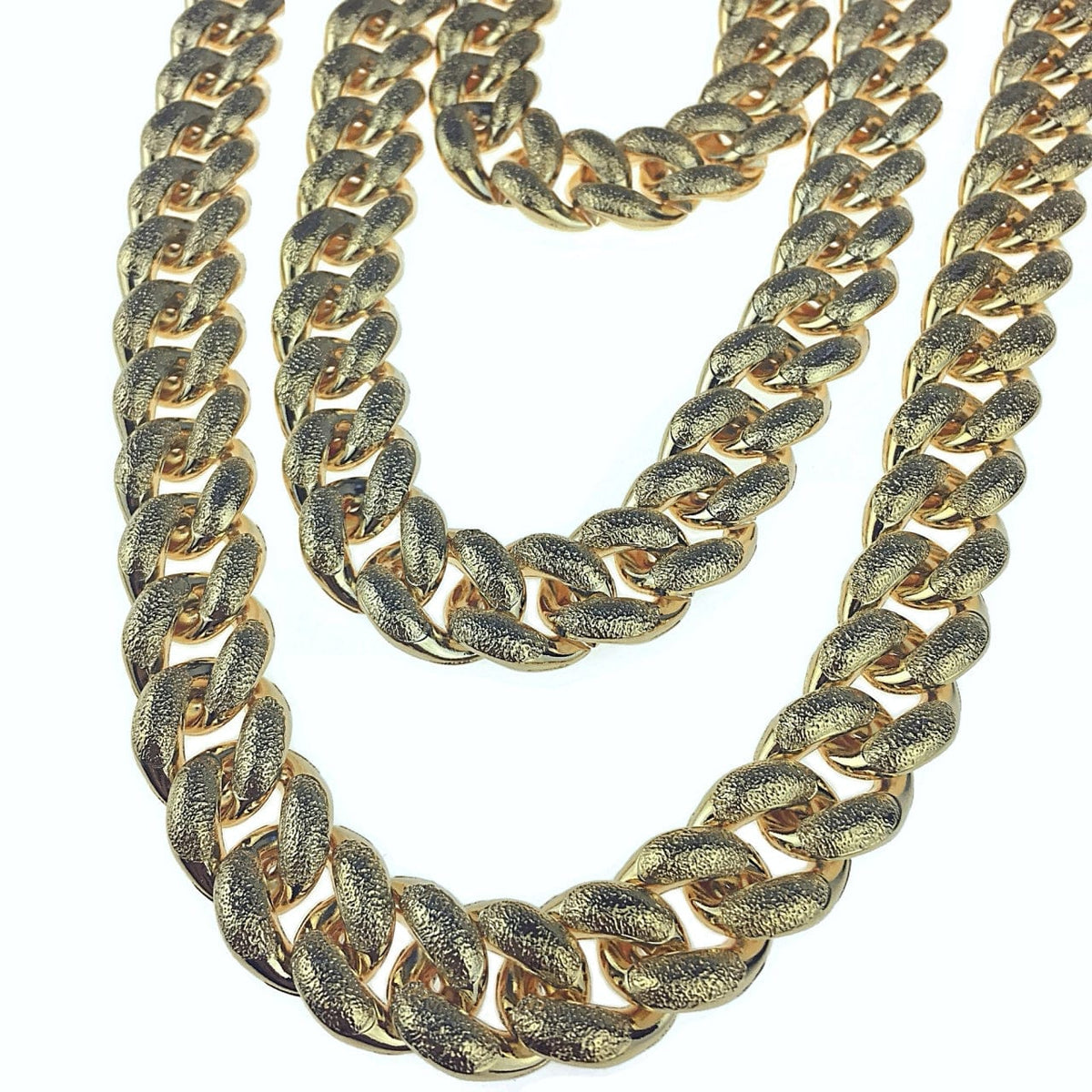 Bubble Chain Diamond Dust Gold Finish Necklace 16MM Thick (18"-30")