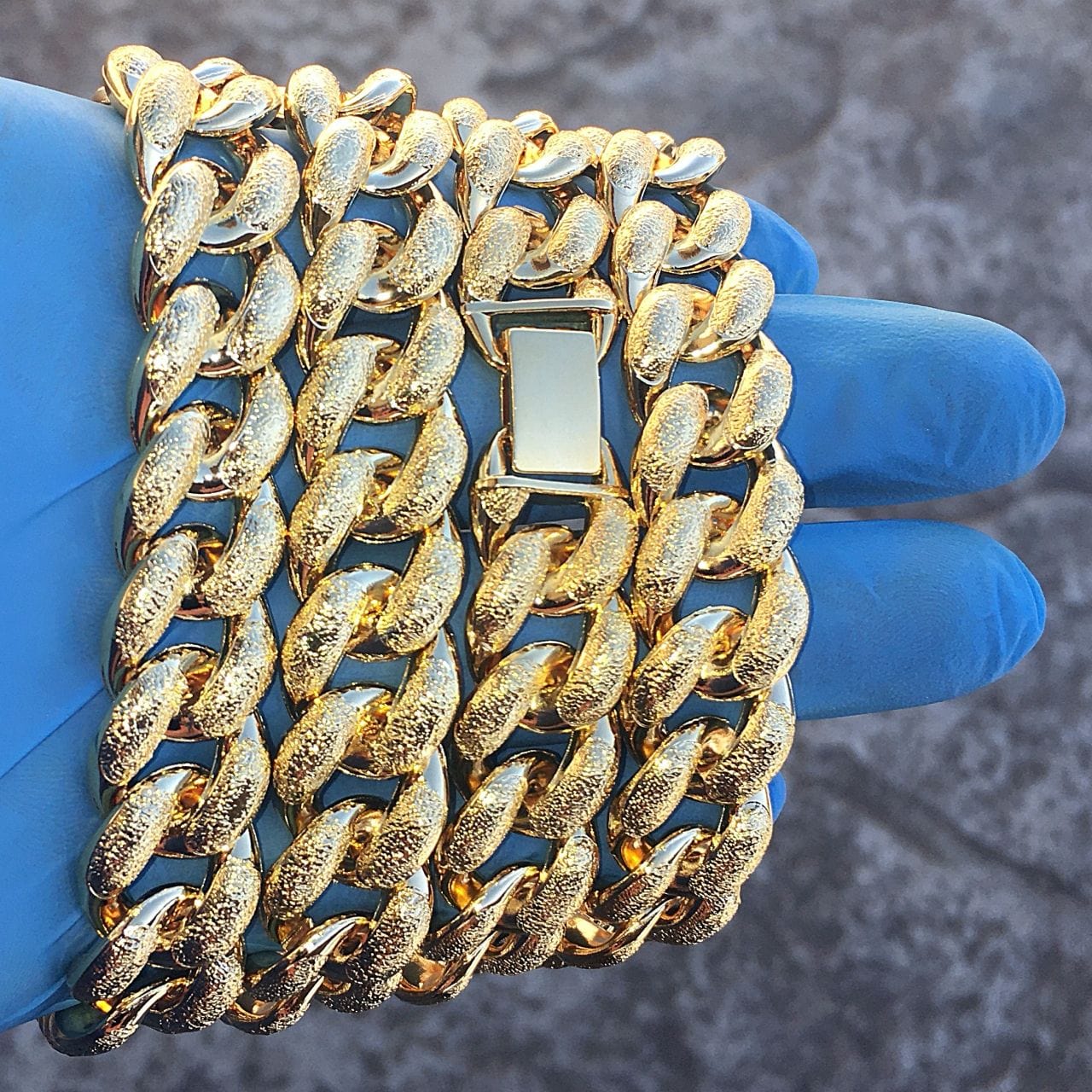 Bubble Chain Diamond Dust Gold Finish Necklace 16MM Thick (18"-30")