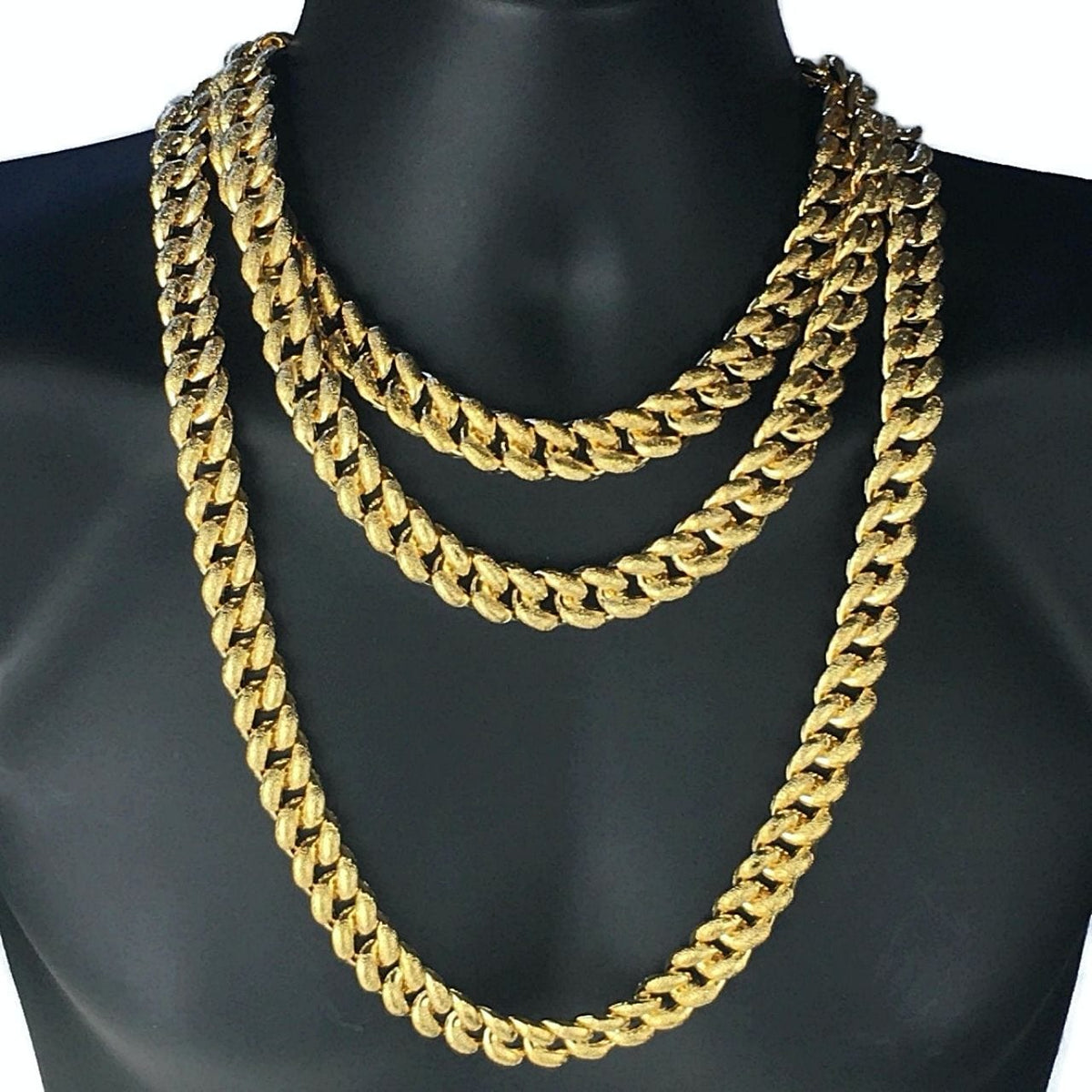 Bubble Chain Diamond Dust Gold Finish Necklace 16MM Thick (18"-30")