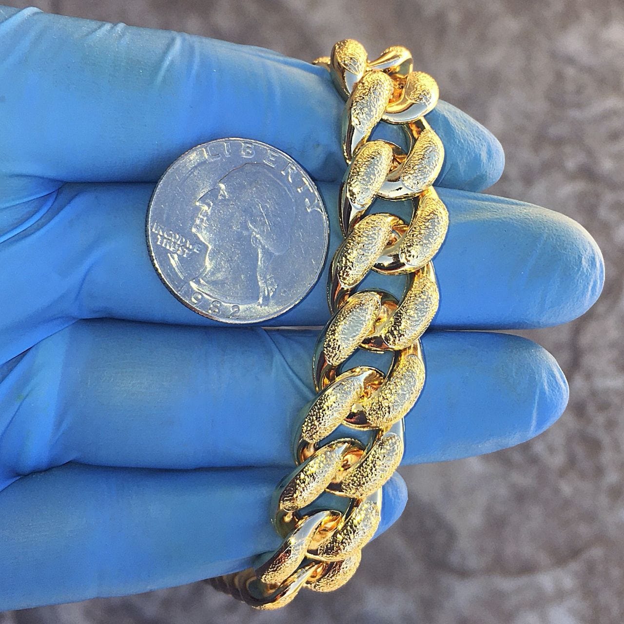 Bubble Chain Diamond Dust Gold Finish Necklace 16MM Thick (18"-30")