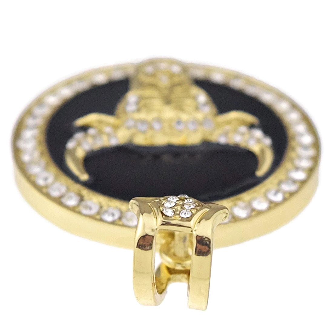 Bull Head Black & Gold Finish Round Coin Pendant