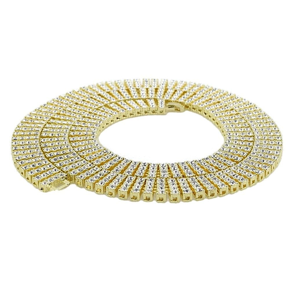 14k Gold Plated Four Row Pharaoh 4-Rows Chain Necklace 30"