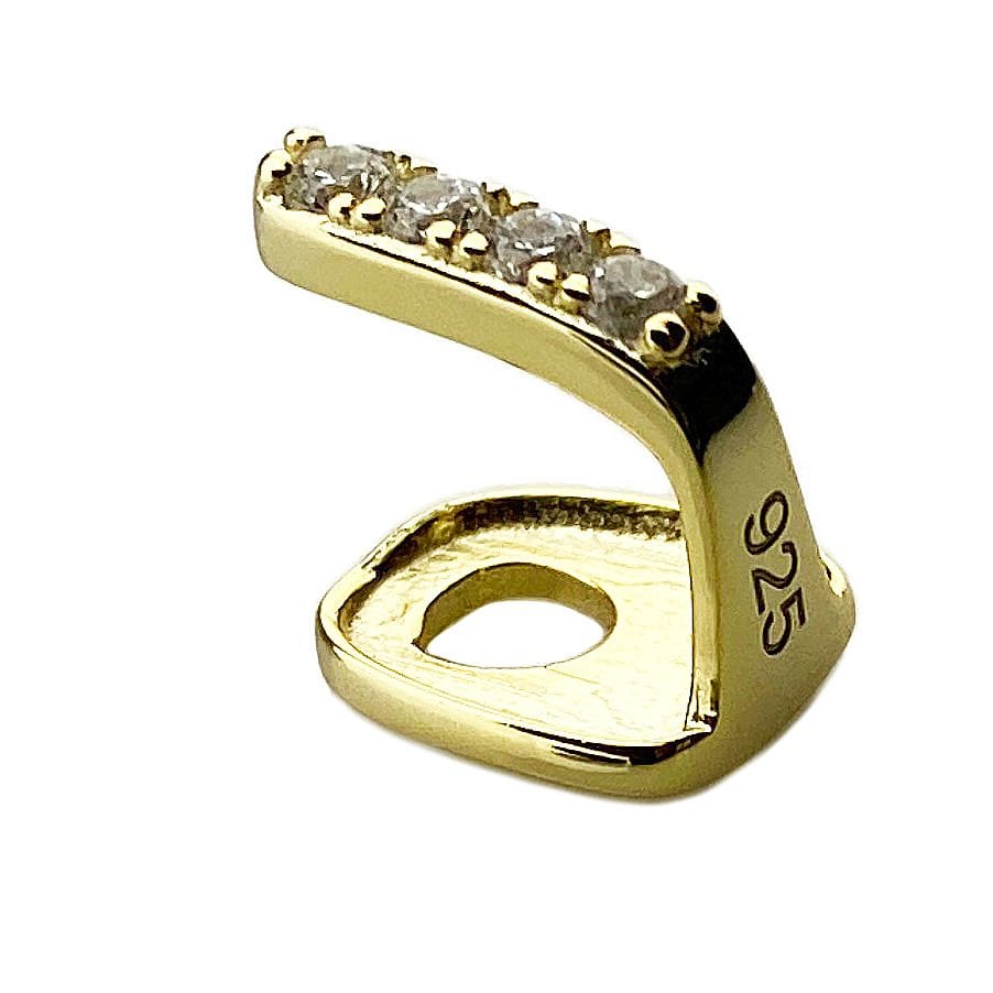 Gap Single Tooth Grillz Gold Plated Over 925 Sterling Silver Iced CZ