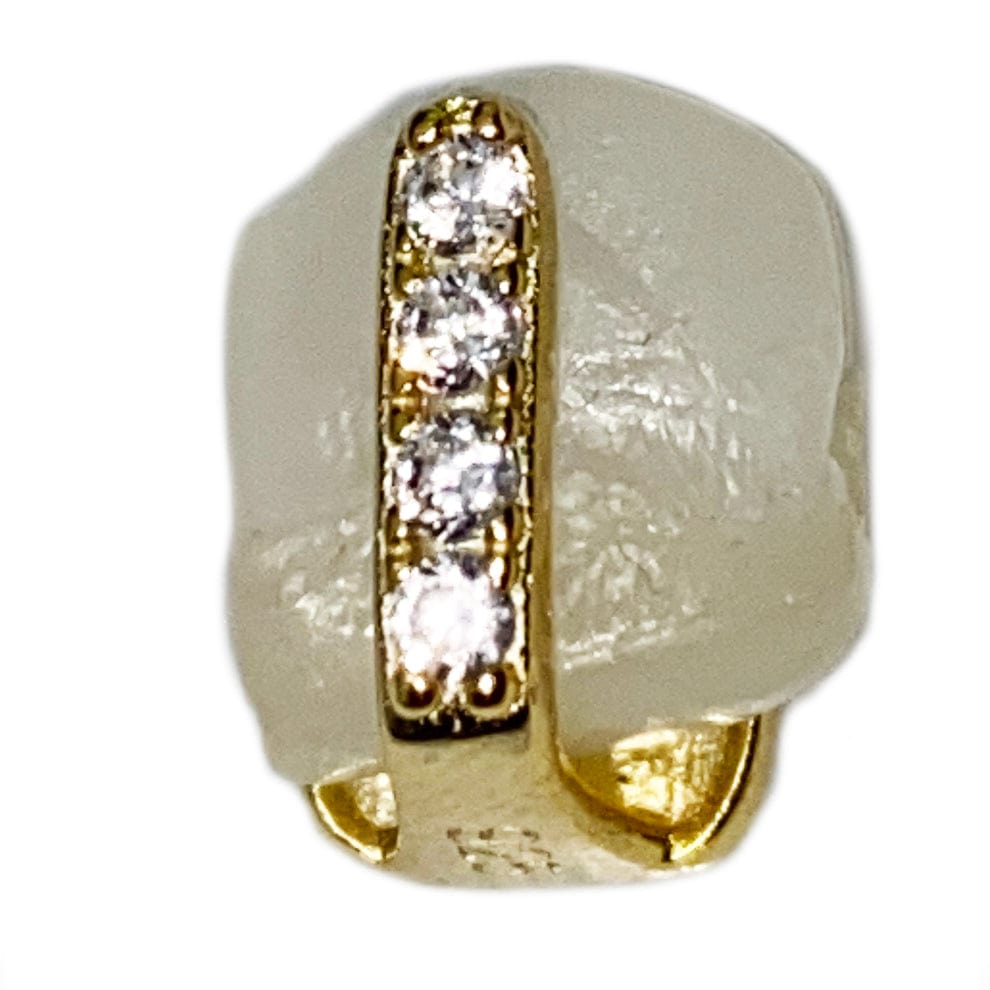 Gap Single Tooth Grillz Gold Plated Over 925 Sterling Silver Iced CZ