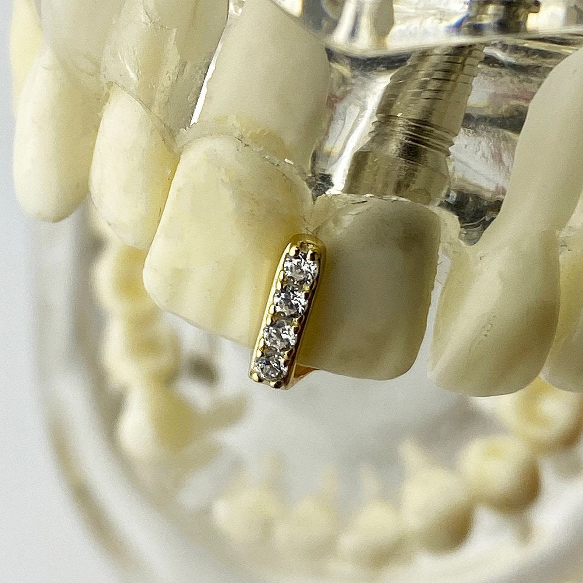 Gap Single Tooth Grillz Gold Plated Over 925 Sterling Silver Iced CZ