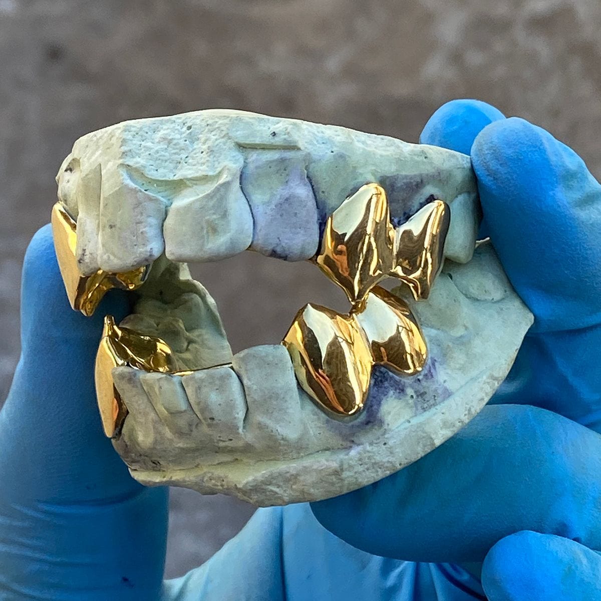 Gold Plated over 925 Sterling Silver Custom Double Teeth Vampire Fangs