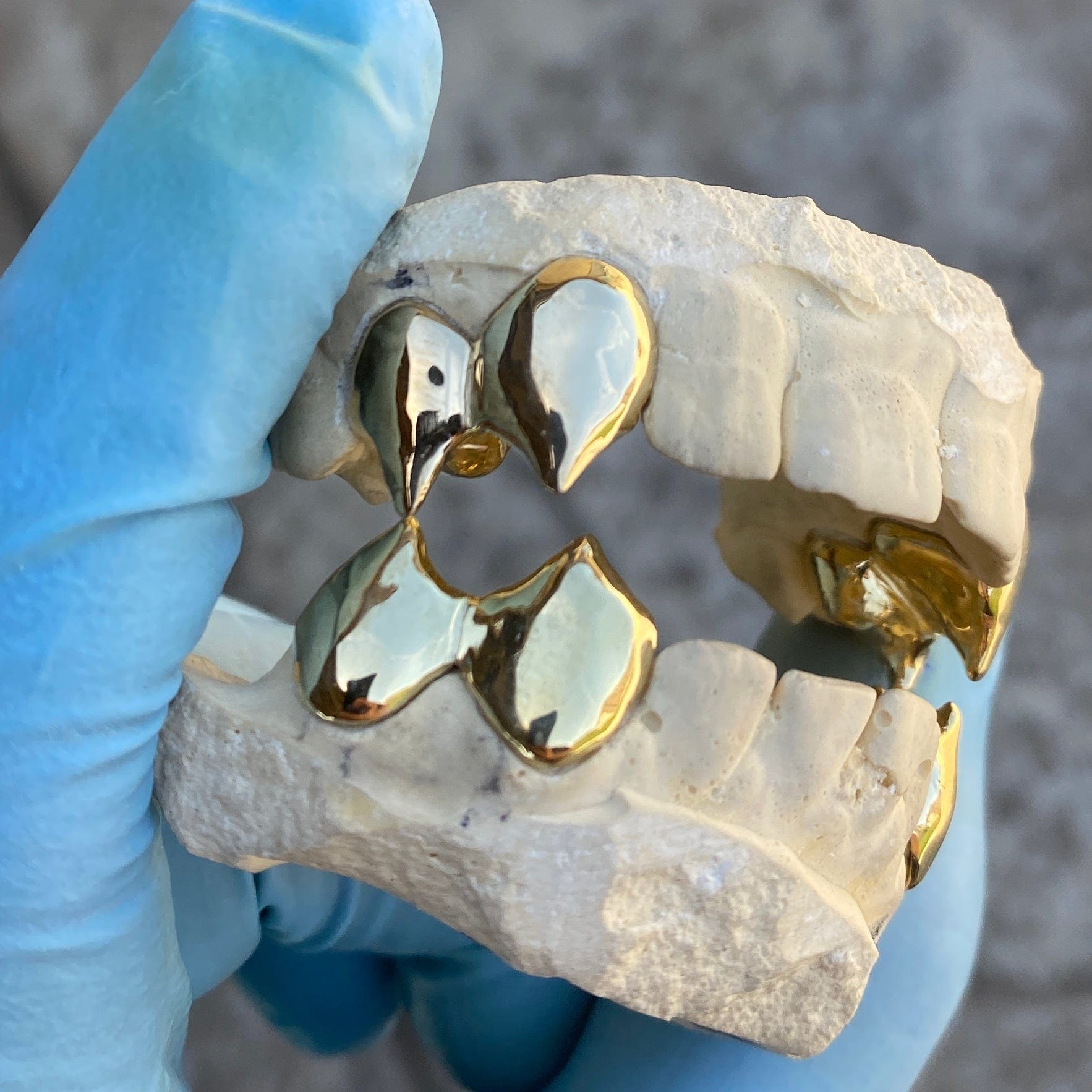 Gold Plated over 925 Silver Custom Double Teeth Vampire Fangs Grillz