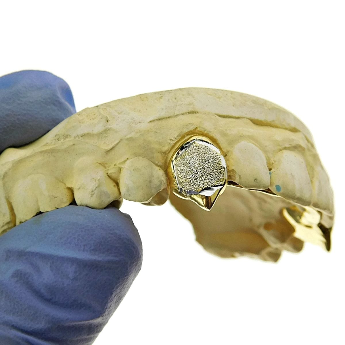 Gold Plated over 925 Silver Two-Tone Diamond Dust Custom Vampire Fangs