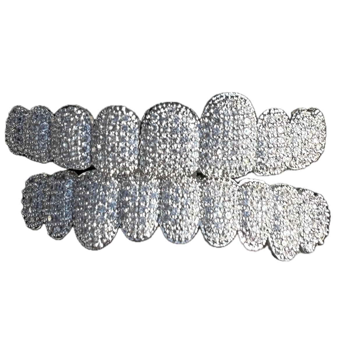Grillz Set 10 Top Teeth & Ten Bottom Big Front Tooth Iced CZ Bling Gri