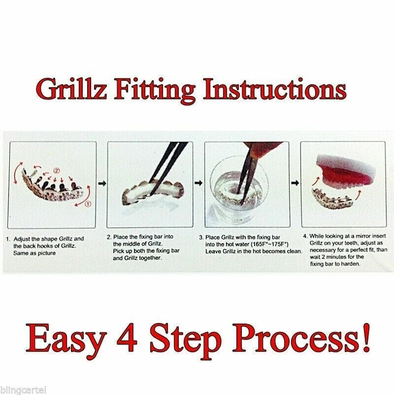 Grillz Two Open Face Left Side Top Row Teeth Silver Tone Grills