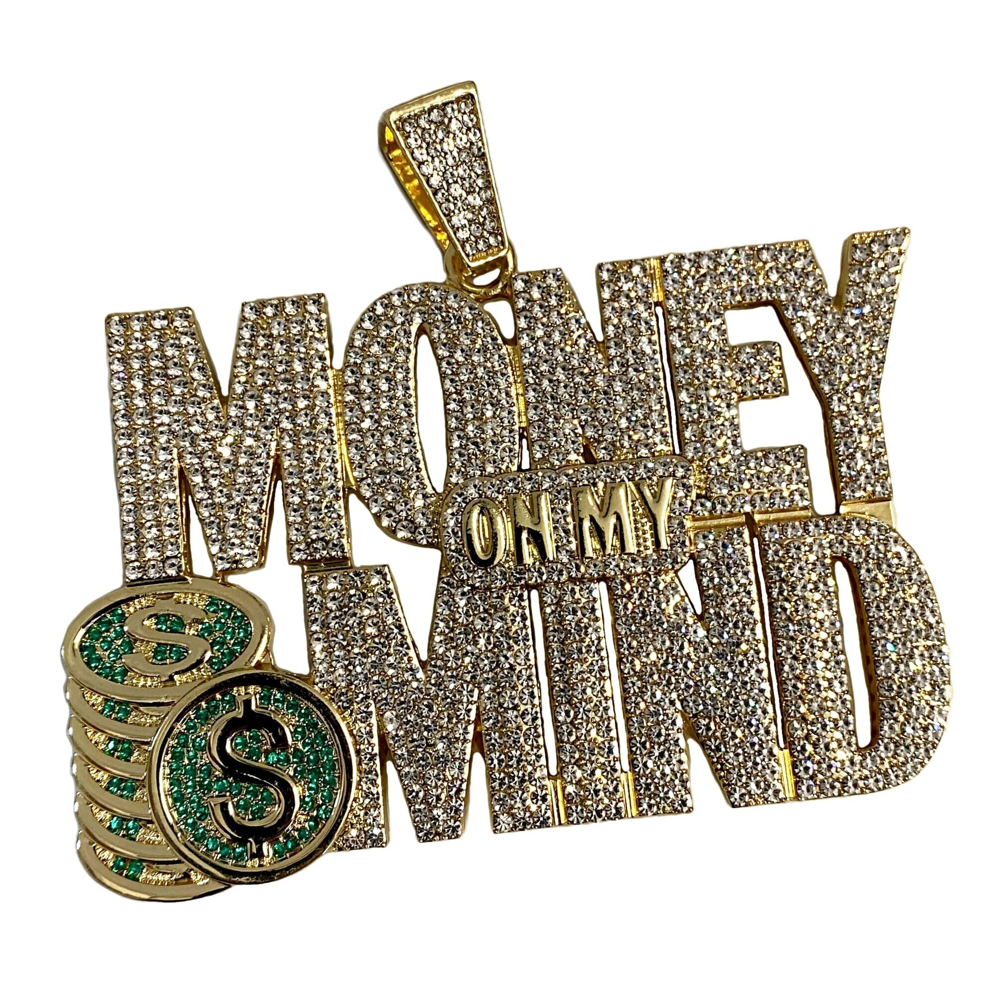 Huge 14K Gold Finish "Money on My Mind" Iced Flooded Out Hip Hop Penda