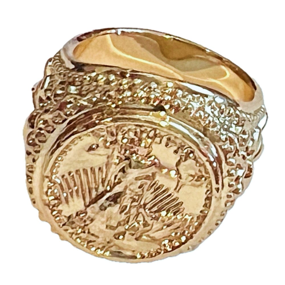 Huge 18K Gold Plated Ring Mexican Centenario Anillo Oro Laminado Moned