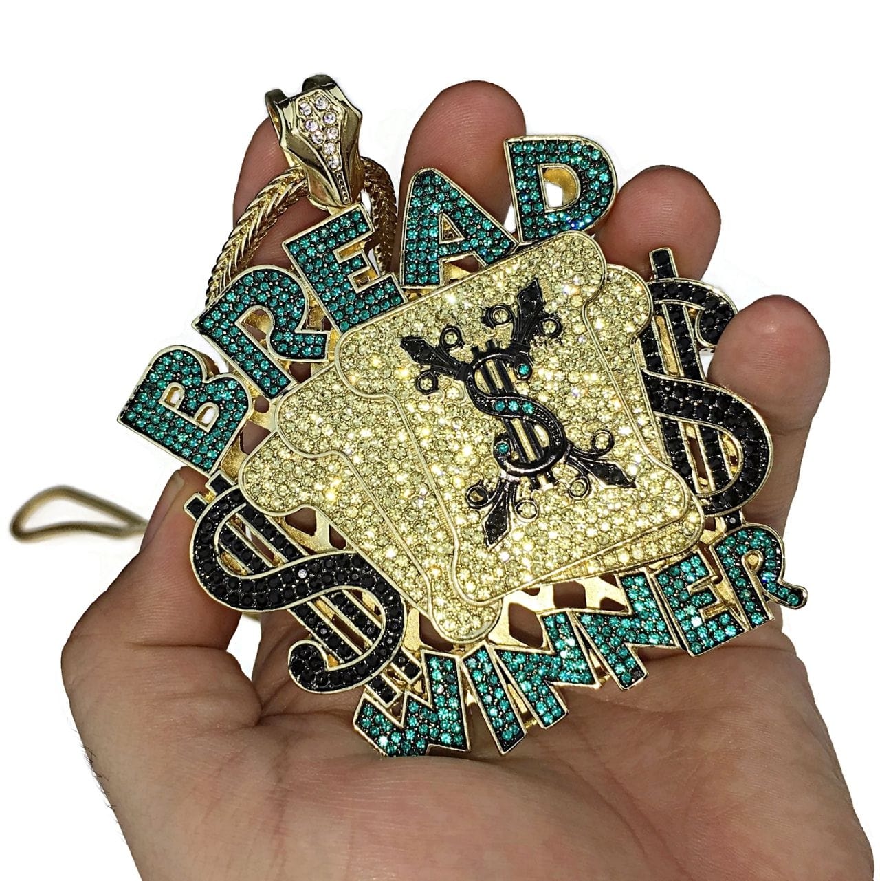 Huge Bread Winner Gold Finish Franco Chain 36" Necklace