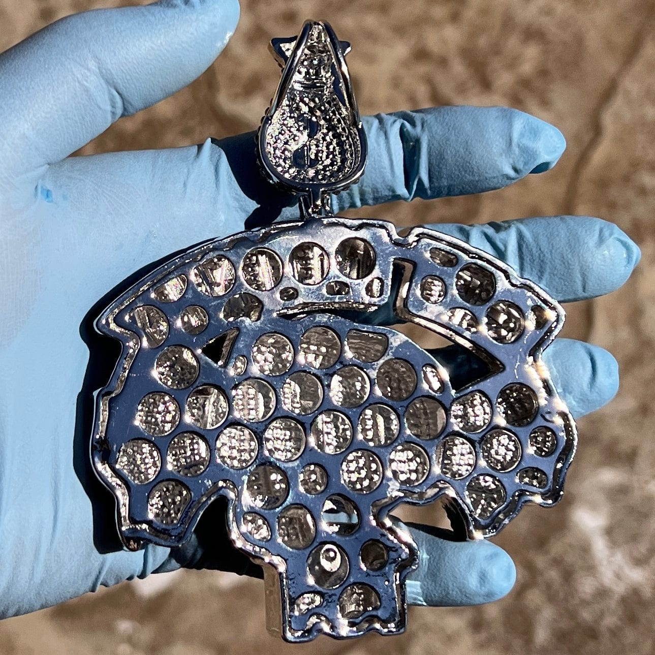 Huge "Get Money 1st" Cash Fist Jumbo Hip Hop Pendant Silver Tone