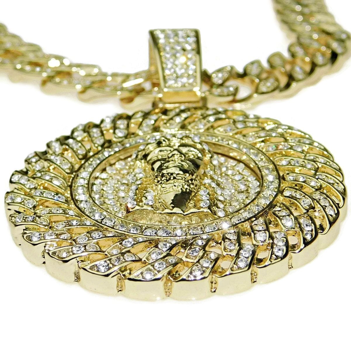 Gold Cuban Jesus Medallion Chain 30"