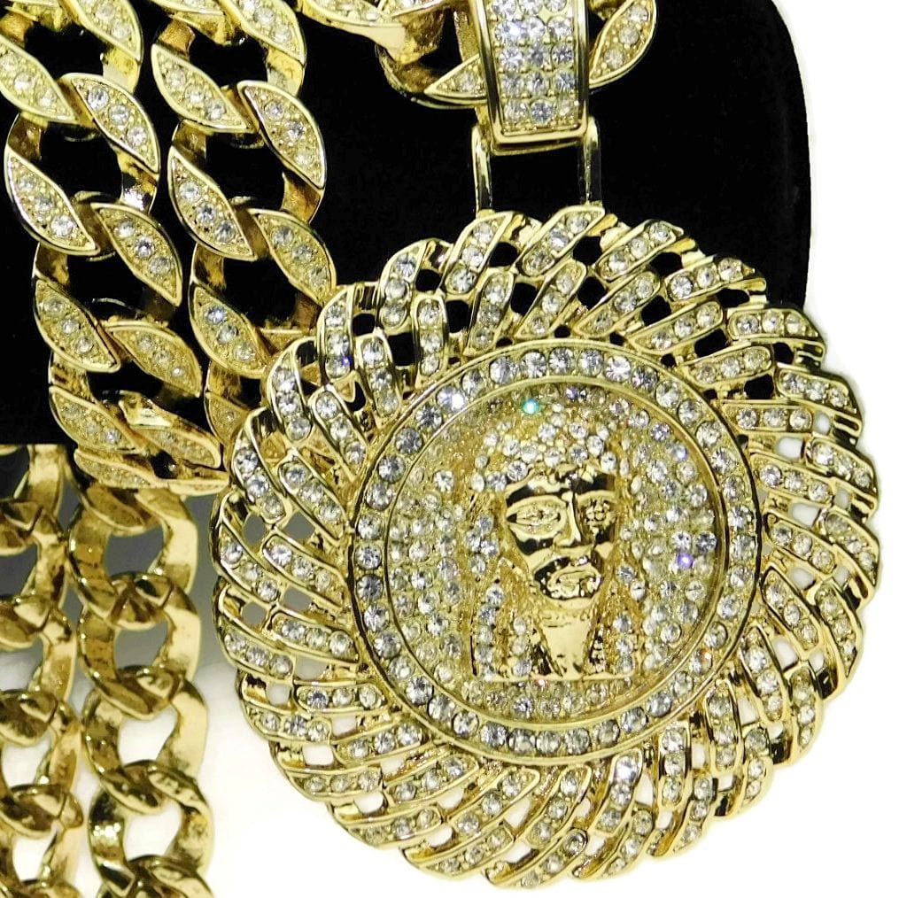 Gold Cuban Jesus Medallion Chain 30"