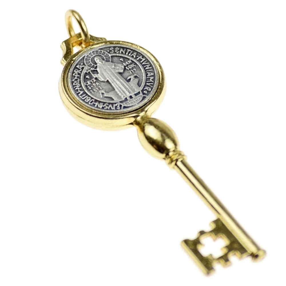 Llave De San Benito Medalla Two Tone Key Pendant