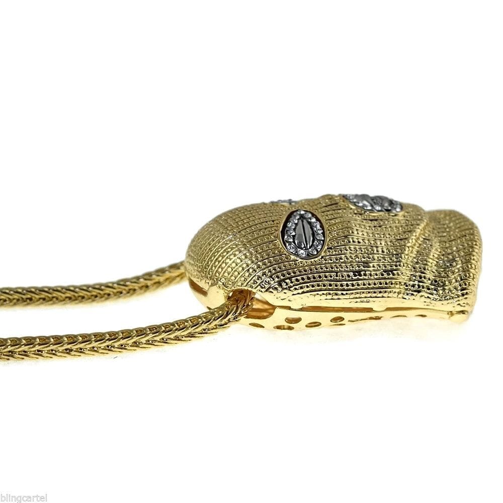 Masked Goon Man Robber Gold Finish 36" Franco Chain Necklace