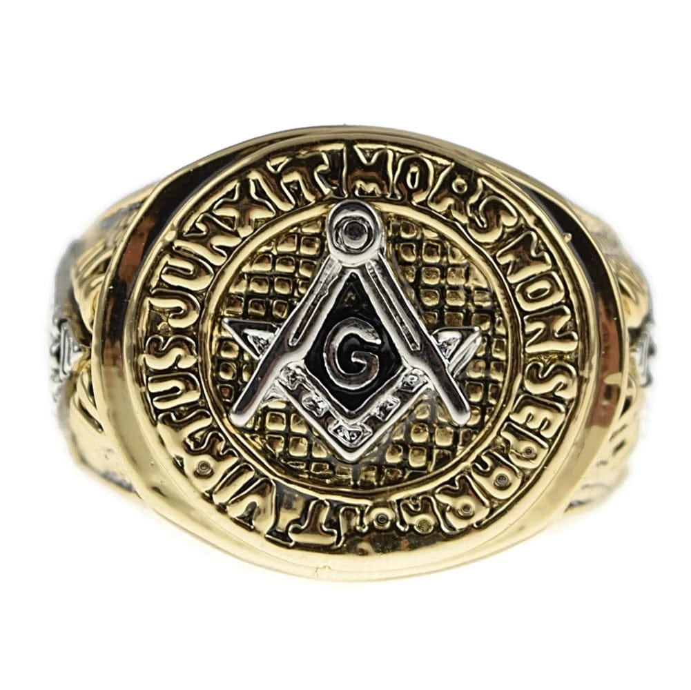Masonic Master Mason Ring Gold Finish Two Tone