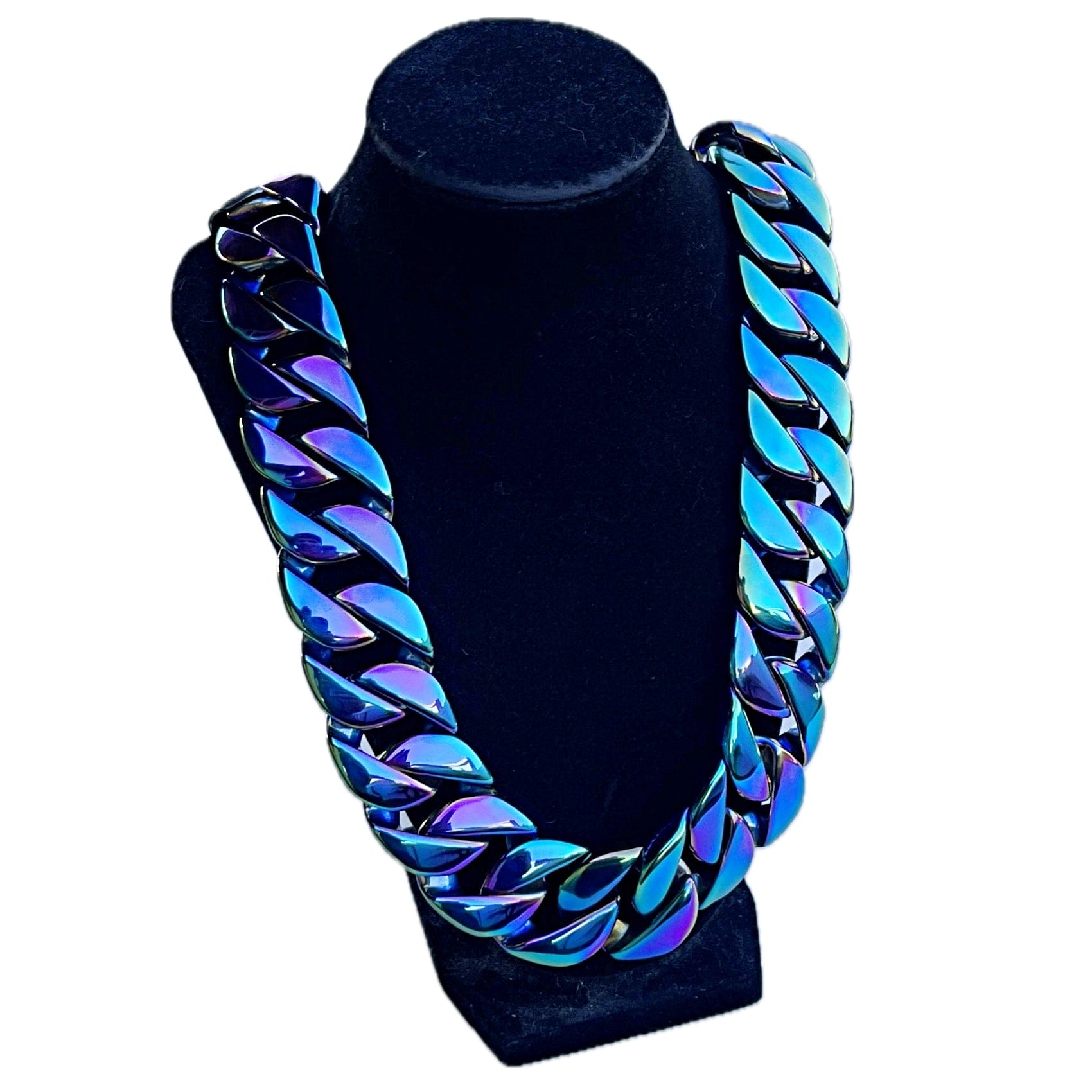 Men's Huge Cuban Chain Multicolor Rainbow Stainless Steel 30MM 28"