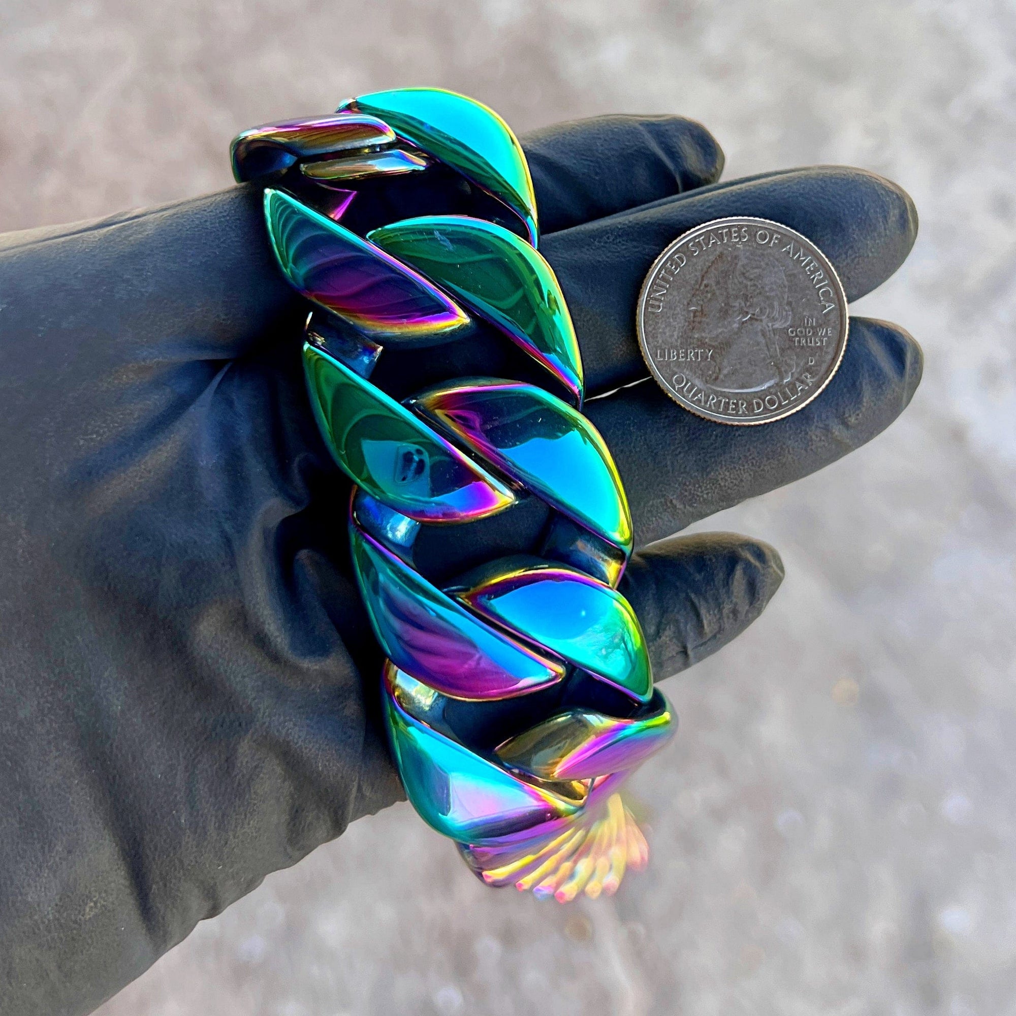 Men's Huge Cuban Chain Multicolor Rainbow Stainless Steel 30MM 28"