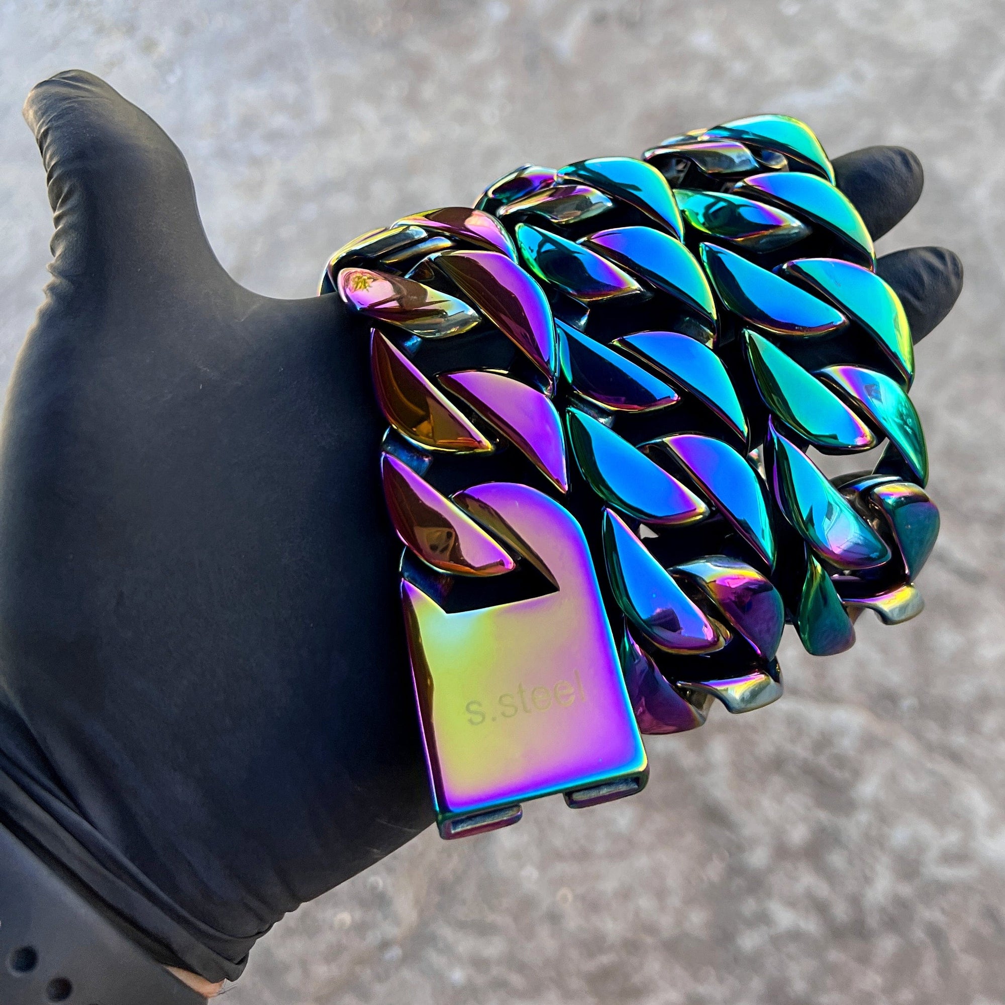 Men's Huge Cuban Chain Multicolor Rainbow Stainless Steel 30MM 28"