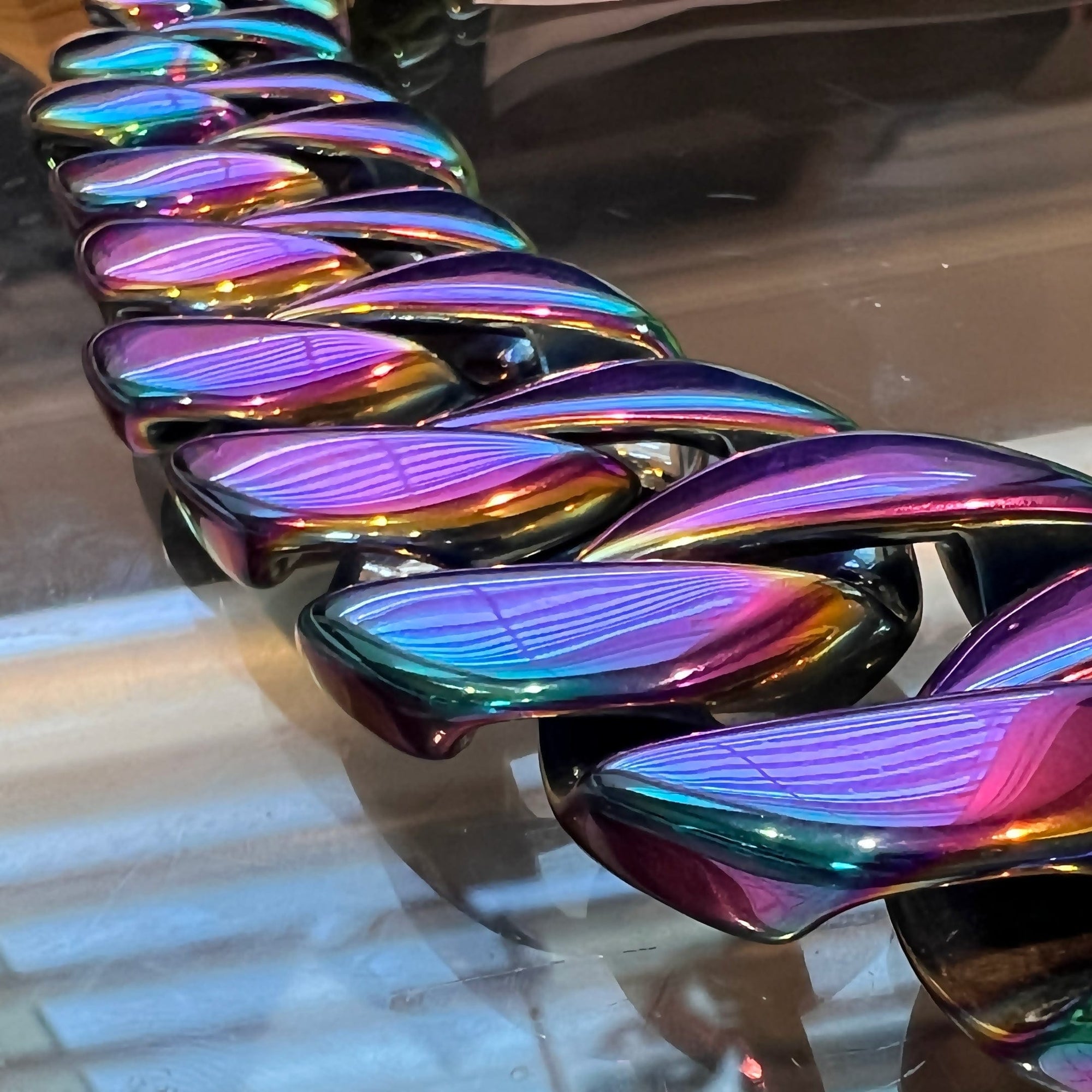 Men's Huge Cuban Chain Multicolor Rainbow Stainless Steel 30MM 28"