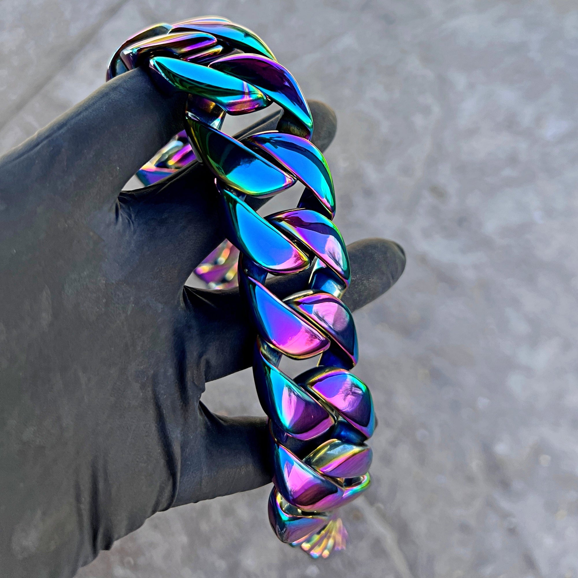 Men's Huge Cuban Chain Multicolor Rainbow Stainless Steel 30MM 28"