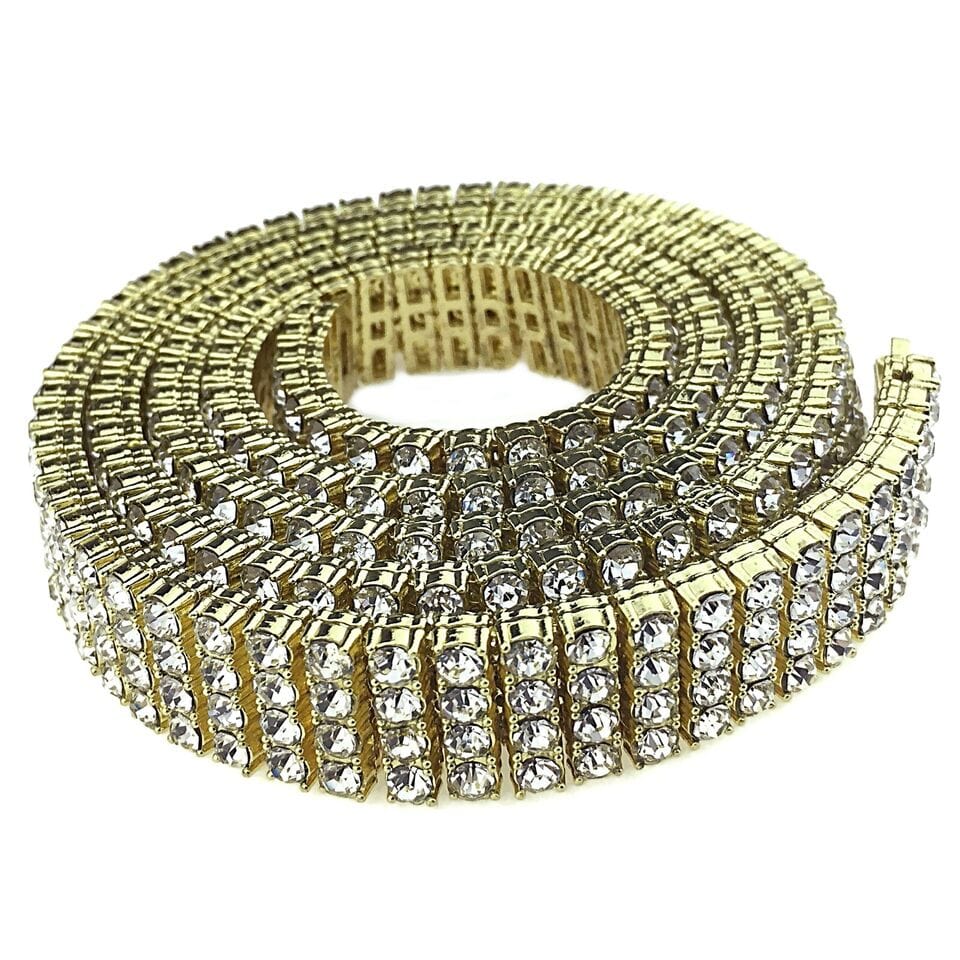 Pharaoh Chain Four Row CZ Gold Plated Iced Bling Out 4 Rows Necklace 3